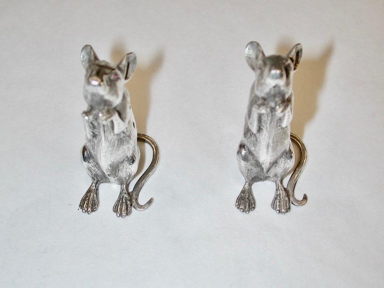 Pair of Silver Cast Mice for Use as Pepper and Salt, Birmingham 2002 ...