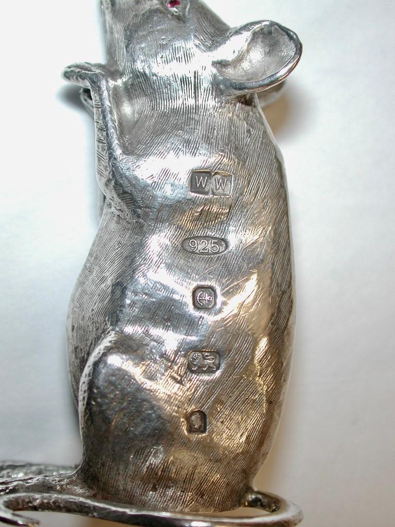 Pair of Silver Cast Mice for Use as Pepper and Salt, Birmingham 2002 ...