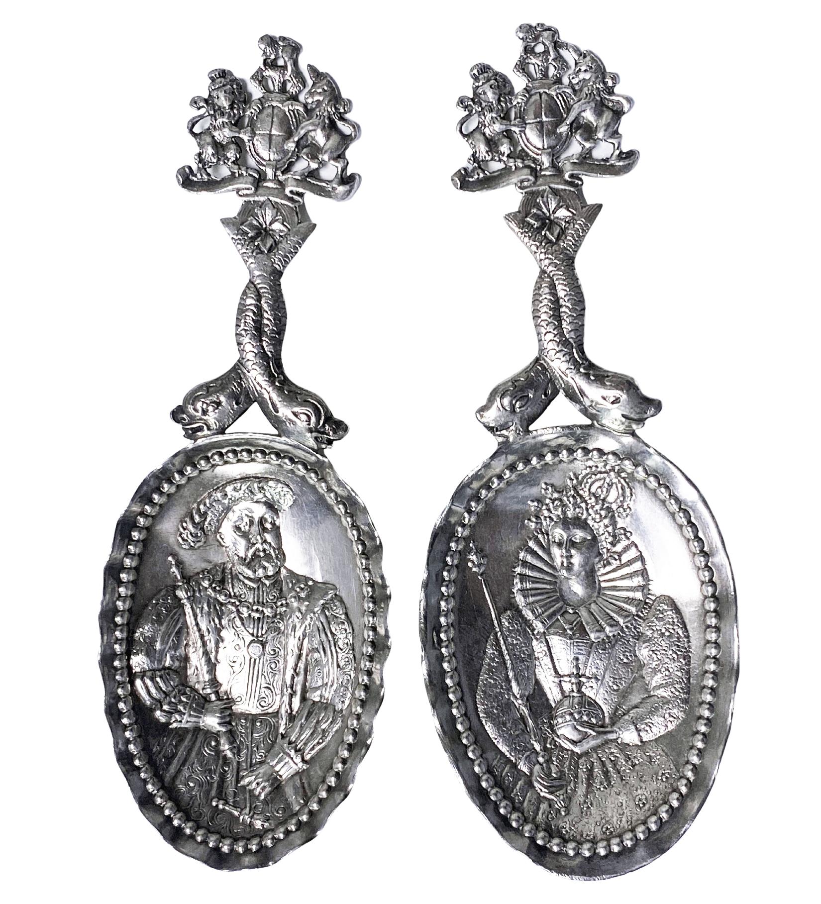 Pair of Silver commemorative caddy spoons, Berthold Muller, Chester ...