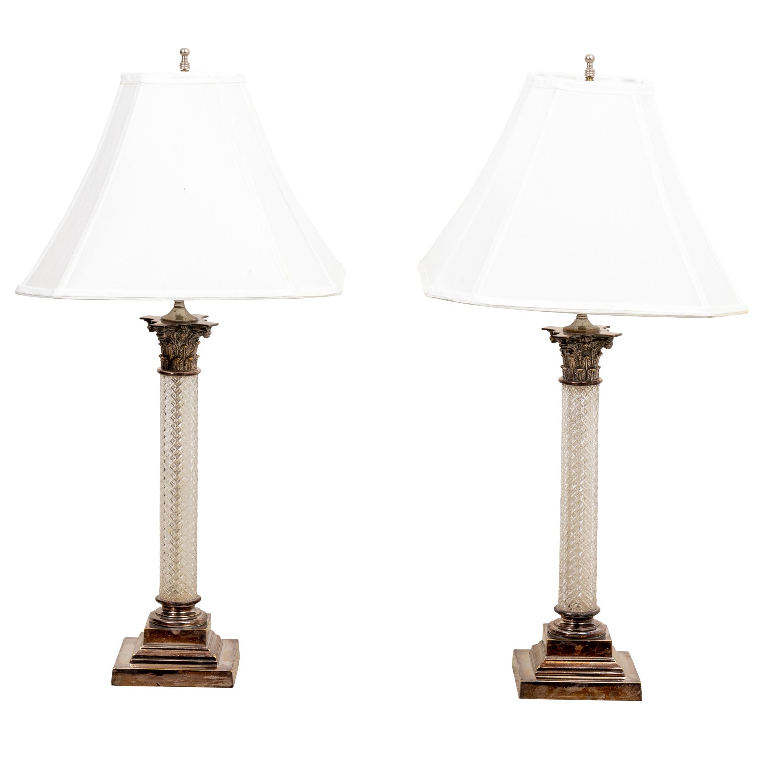 Pair of Fluted Column Table Lamps at 1stDibs