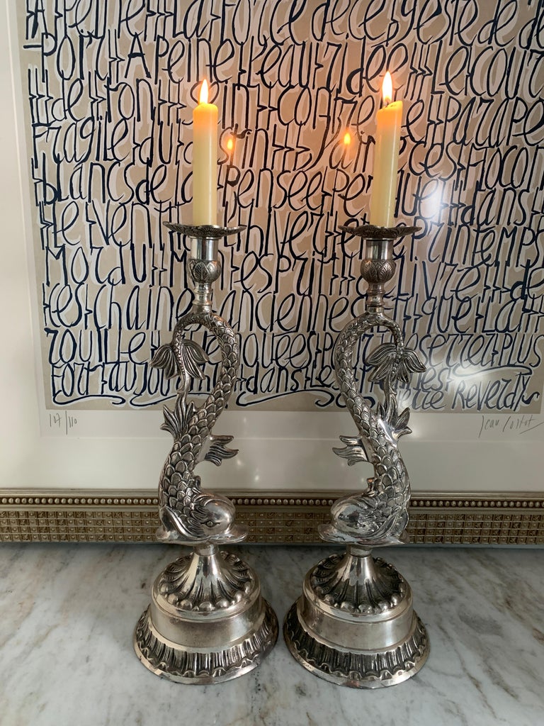 Pair of Silver Dolphin Candlesticks For Sale at 1stDibs | dolphin ...