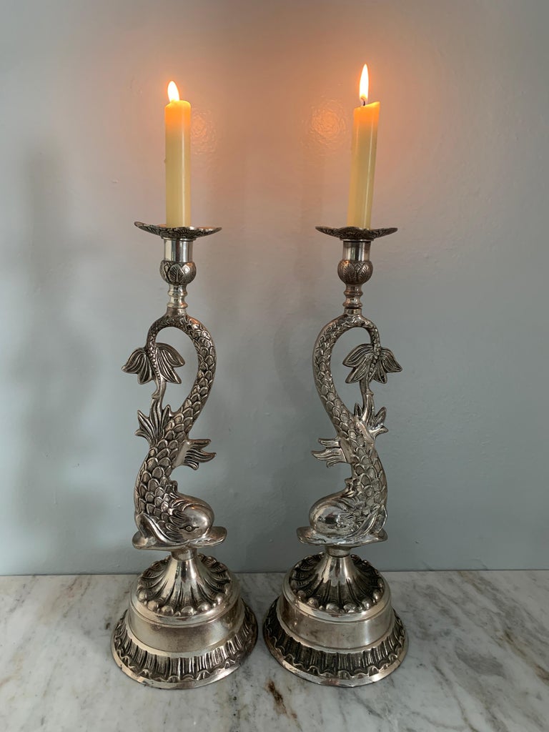 Pair of Silver Dolphin Candlesticks For Sale at 1stDibs | dolphin ...