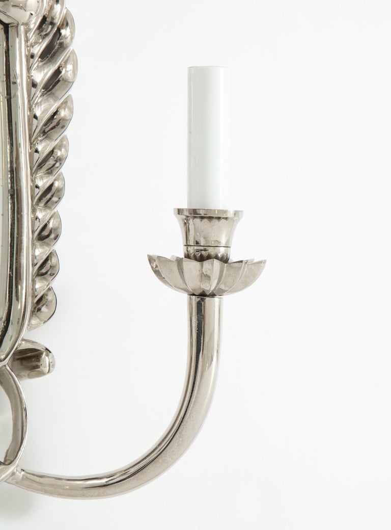 Set of Four Silver Double Arm Sconces For Sale at 1stDibs