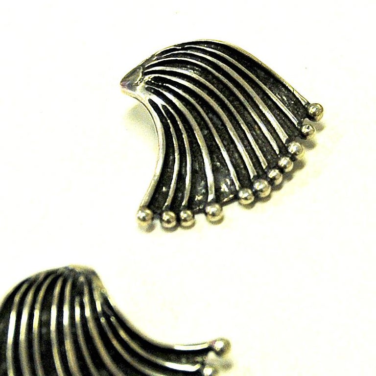 Vintage pair of silver earclips `Innovative Space` Marianne Berg for D ...