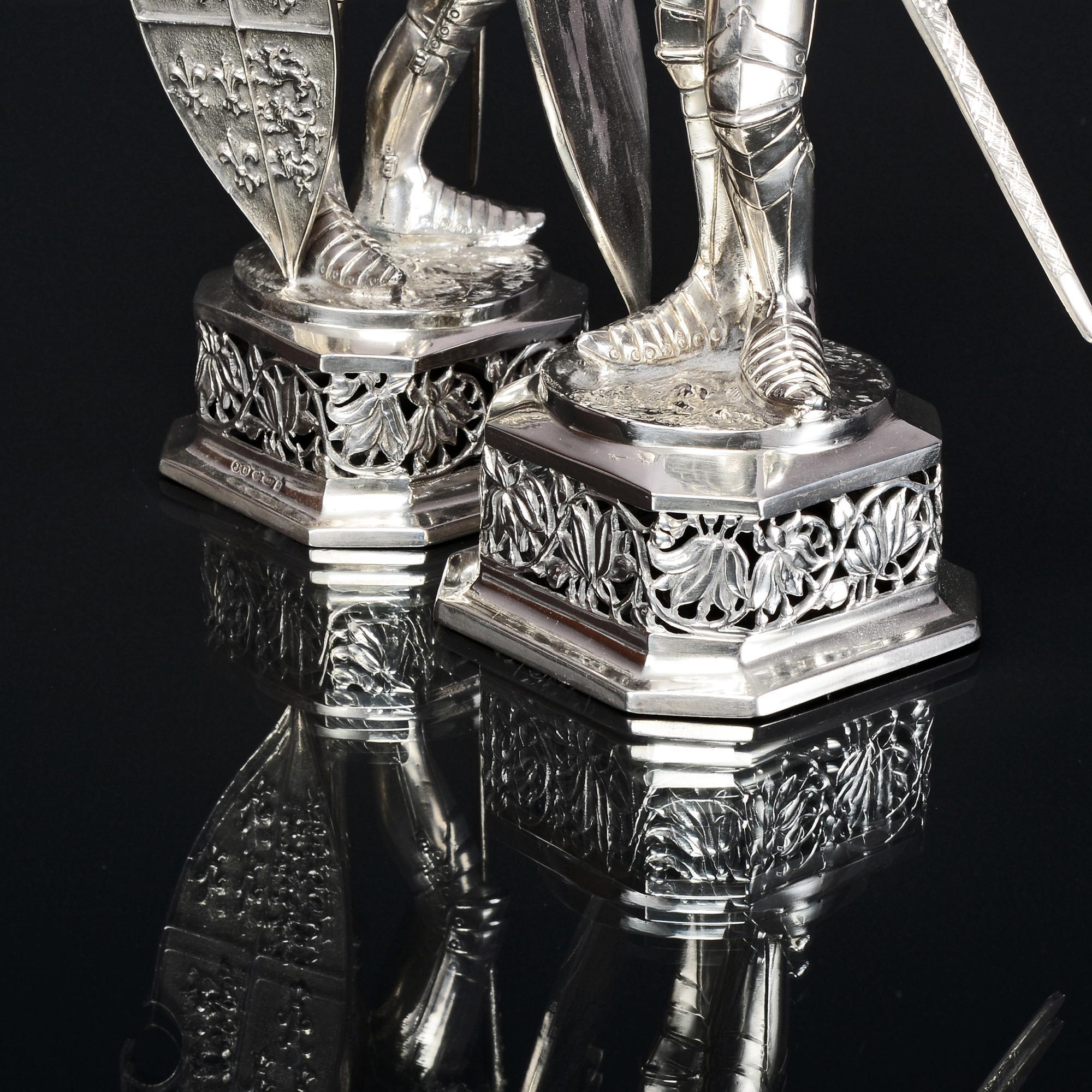 Pair of Silver Knight Figures For Sale at 1stDibs
