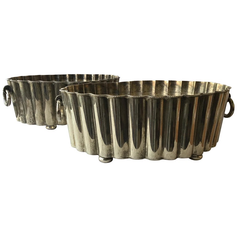 Pair of Silver Plate Classical Planters at 1stDibs