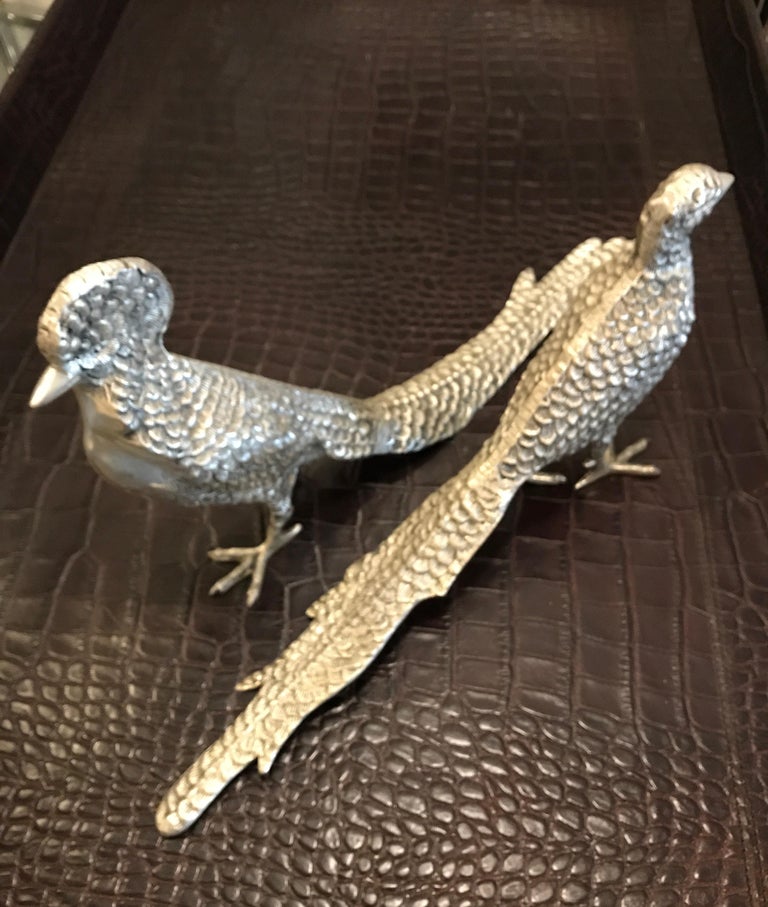 Pair of Silver Plate Pheasants at 1stDibs | silver plated pheasants ...