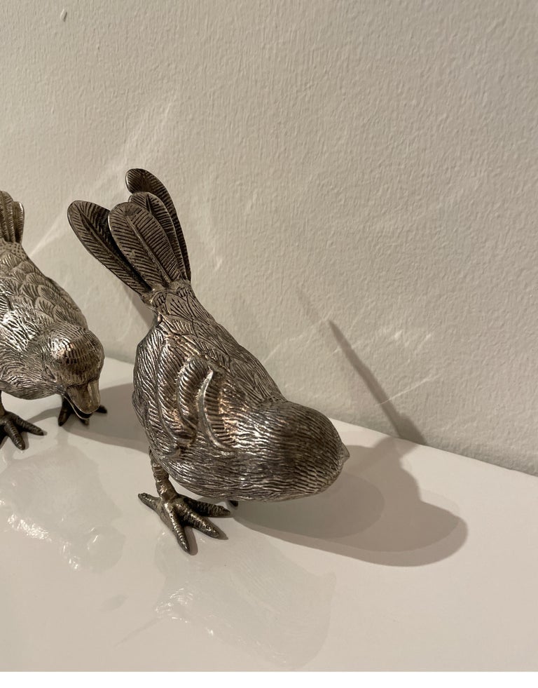 Pair of Silver Plate Sparrows at 1stDibs