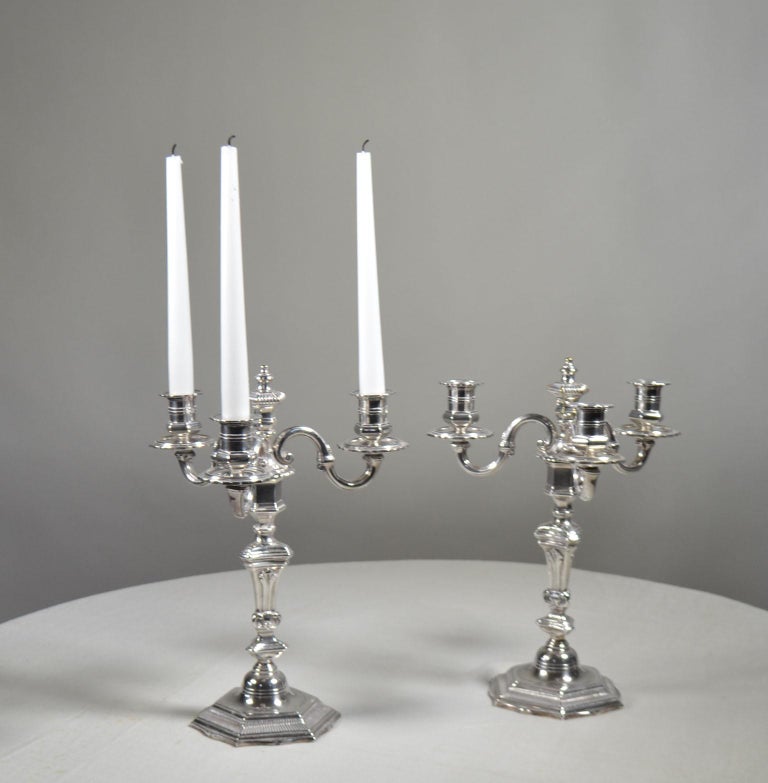 Pair of Silver Plated Bronze Candelabras, converts to Single ...