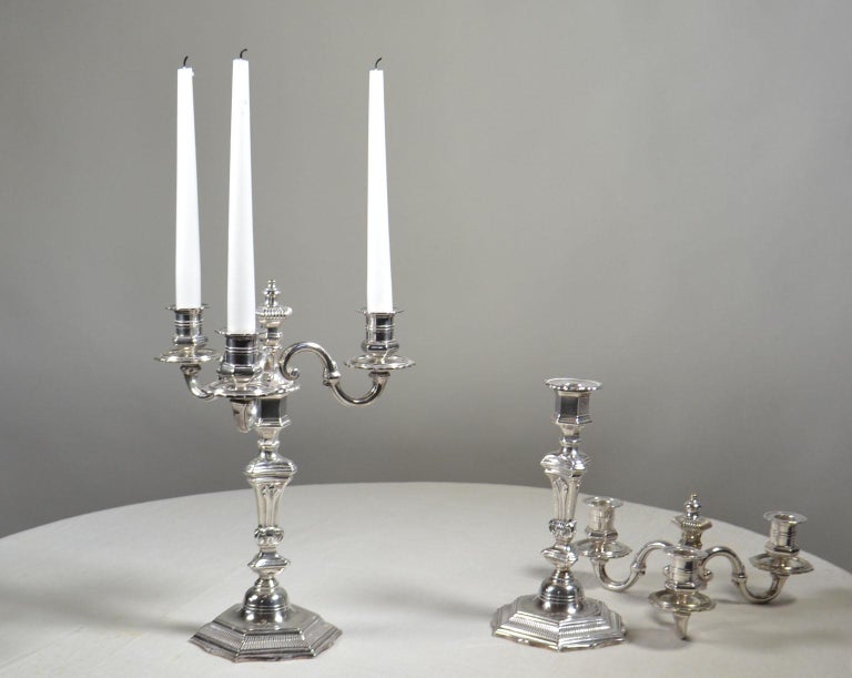 Pair of Silver Plated Bronze Candelabras, converts to Single ...