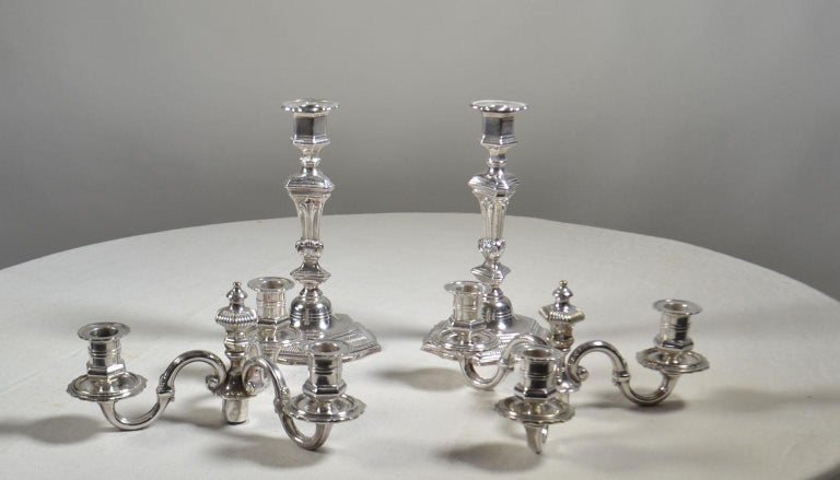 Pair of Silver Plated Bronze Candelabras, converts to Single ...