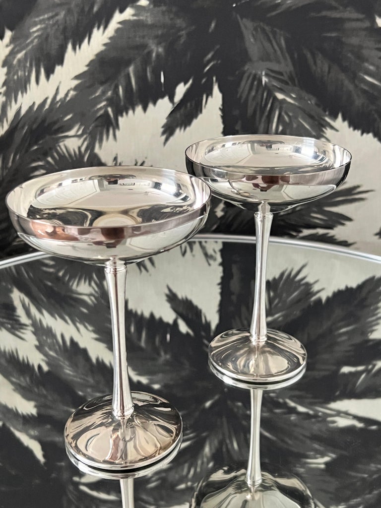 Pair of Silver Plated Champagne Coupes by Kirk-Stieff, Spain, 1980 For ...