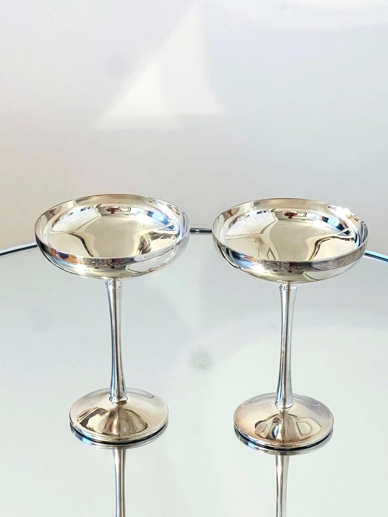 Pair of Silver Plated Champagne Coupes by Kirk-Stieff, Spain, 1980 For ...