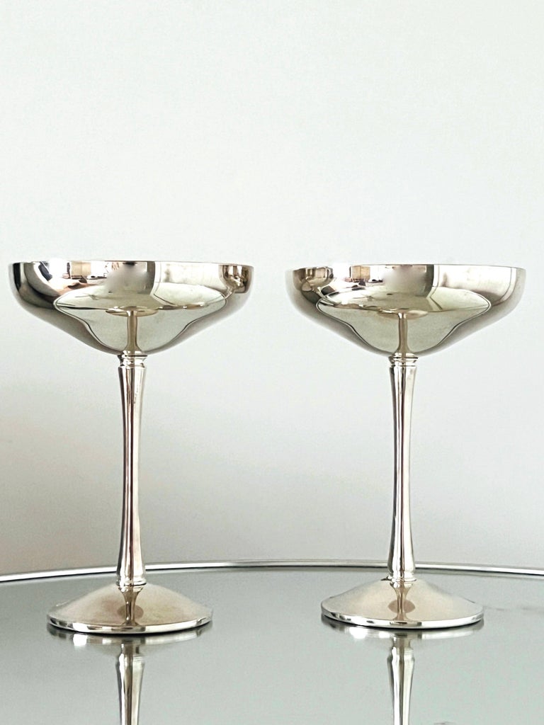 Pair of Silver Plated Champagne Coupes by Kirk-Stieff, Spain, 1980 For ...
