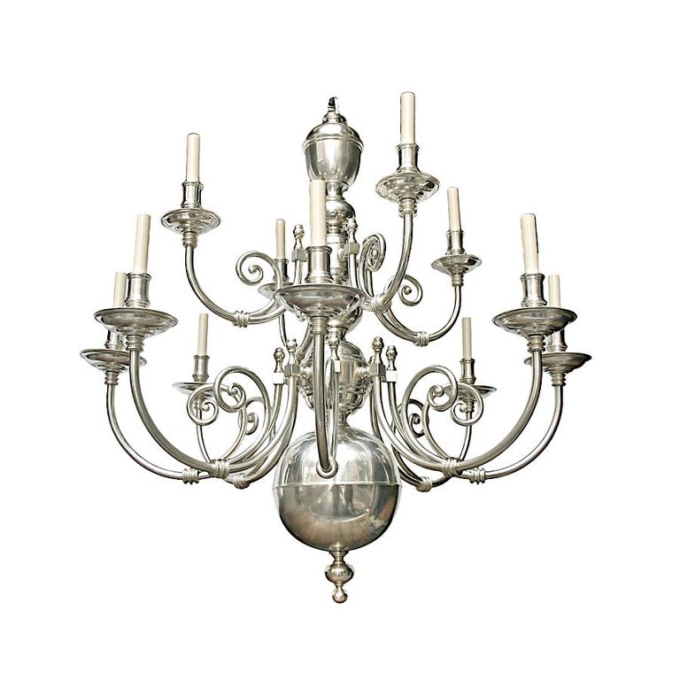 Pair of Silver Plated Chandeliers For Sale at 1stDibs