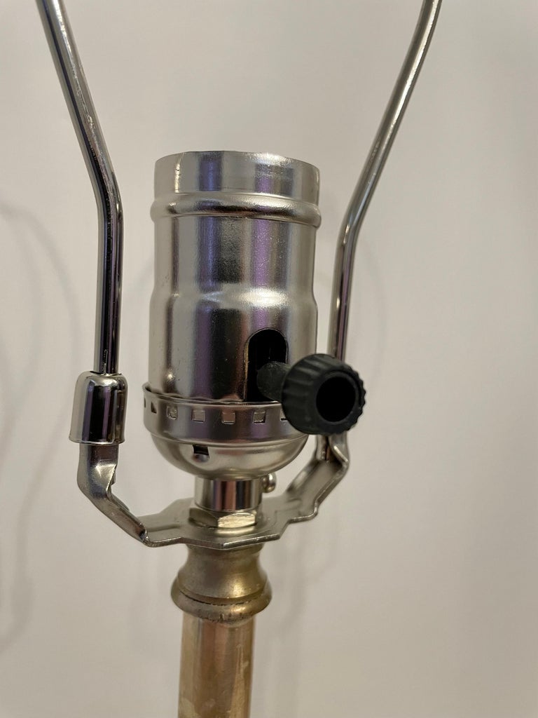 Pair of Silver Plated Column Form Lamps For Sale at 1stDibs