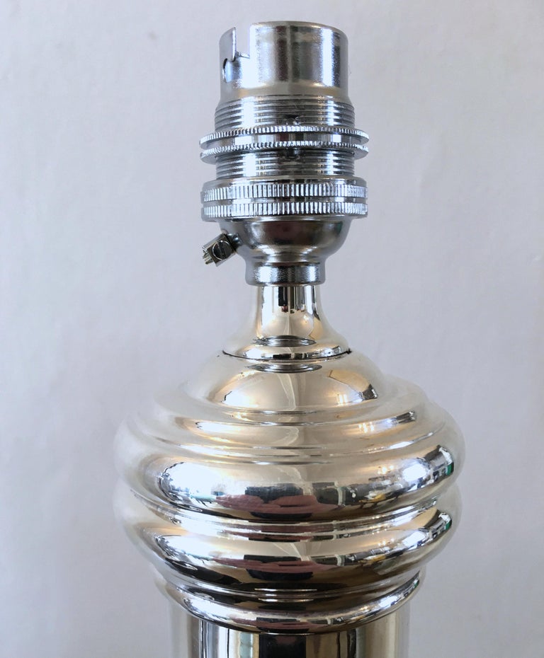 Pair of Silver Plated Contemporary Table Lamps For Sale at 1stDibs
