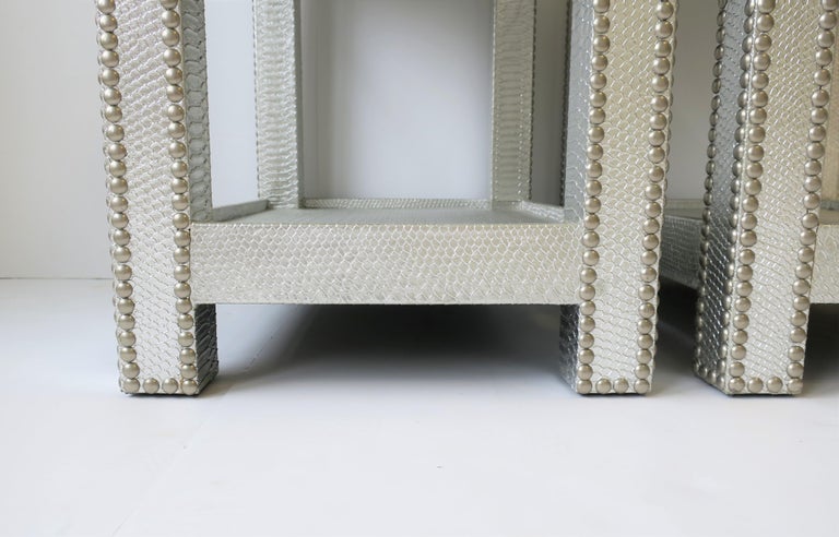 End or Nightstand Tables with Silver Snakeskin-esque Design For Sale at ...
