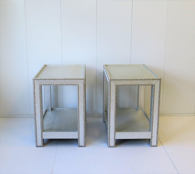 End or Nightstand Tables with Silver Snakeskin-esque Design For Sale at ...