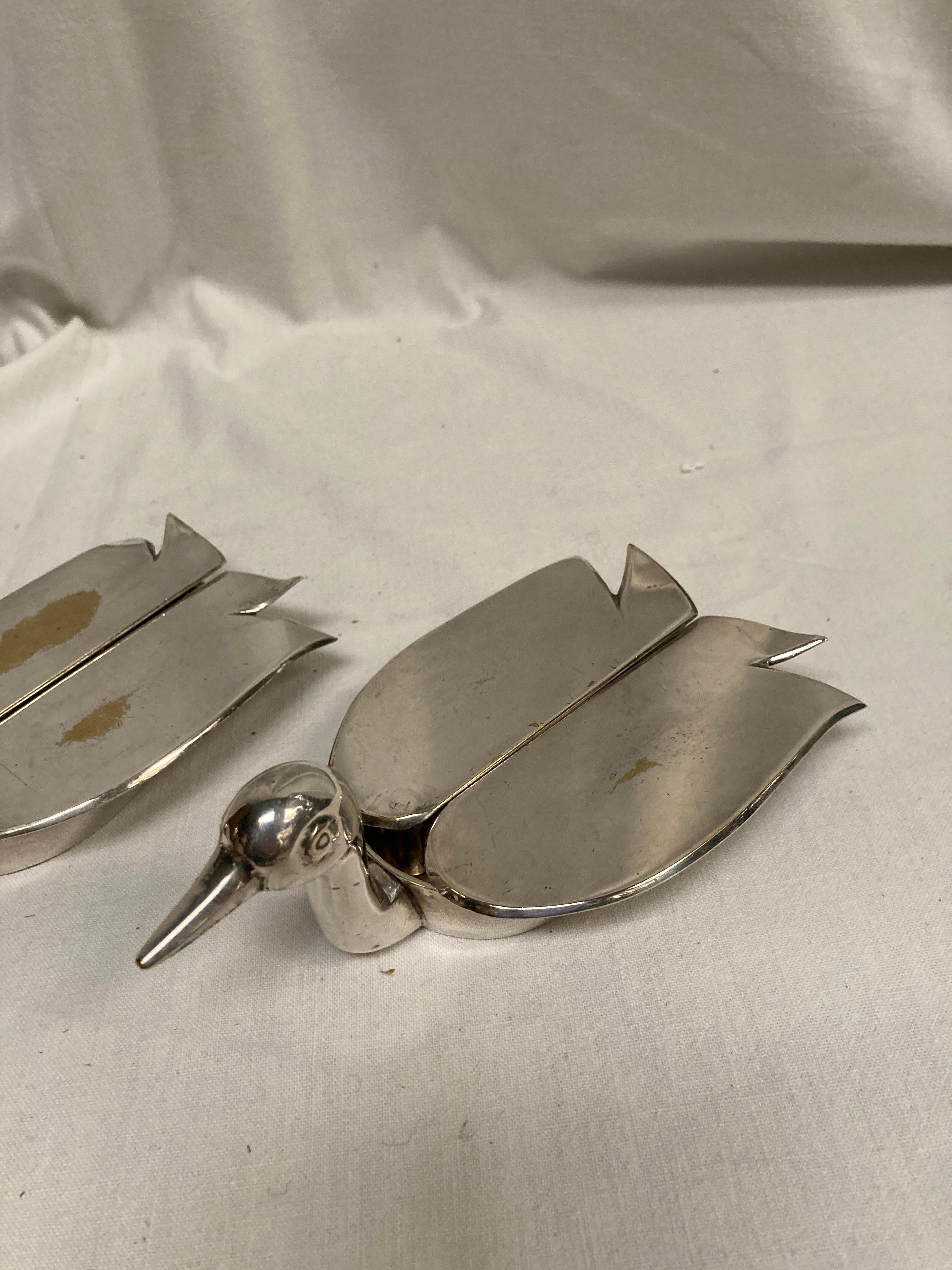 Pair of silvered boxes showing ducks For Sale at 1stDibs