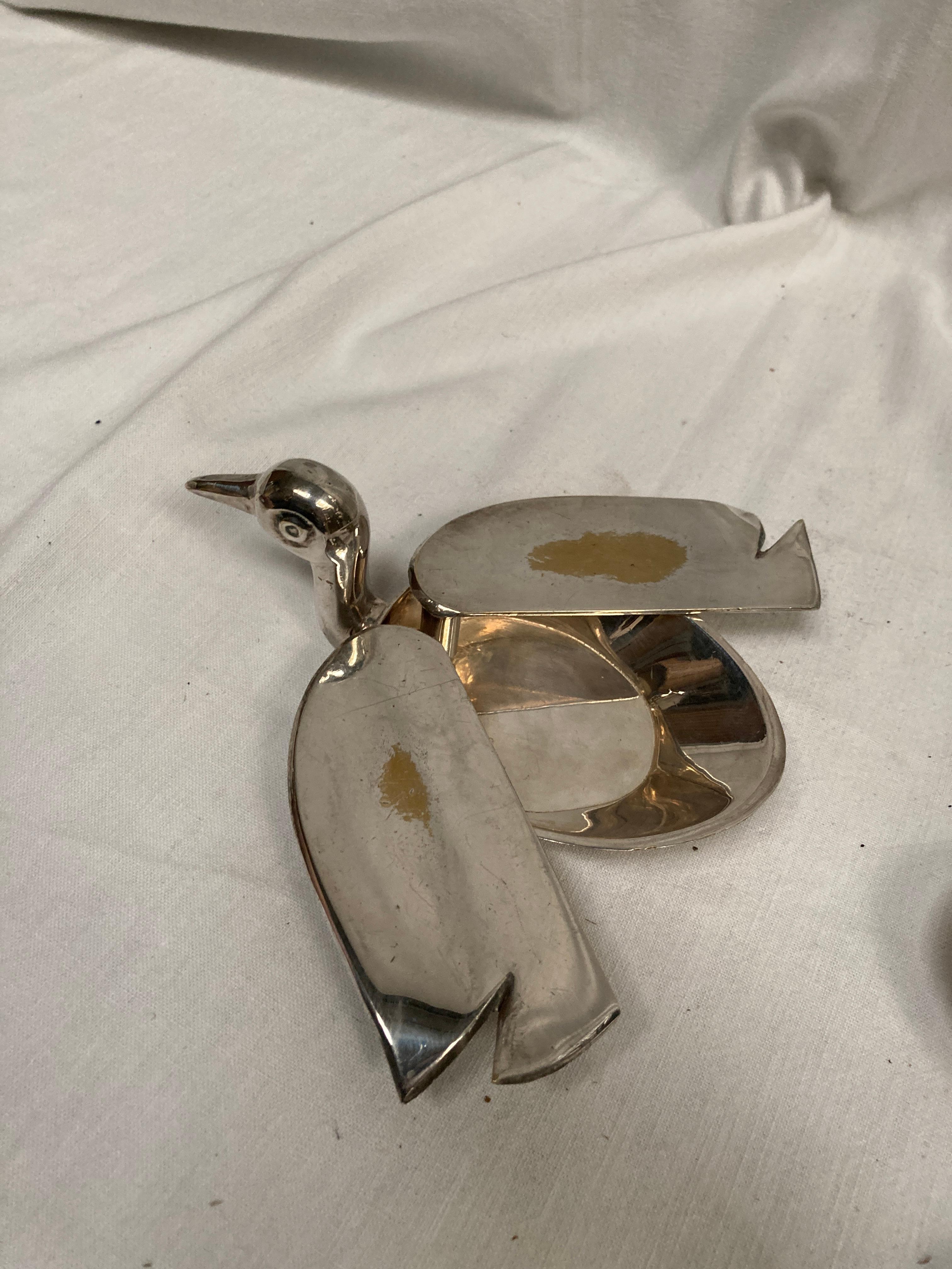 Pair of silvered boxes showing ducks For Sale at 1stDibs