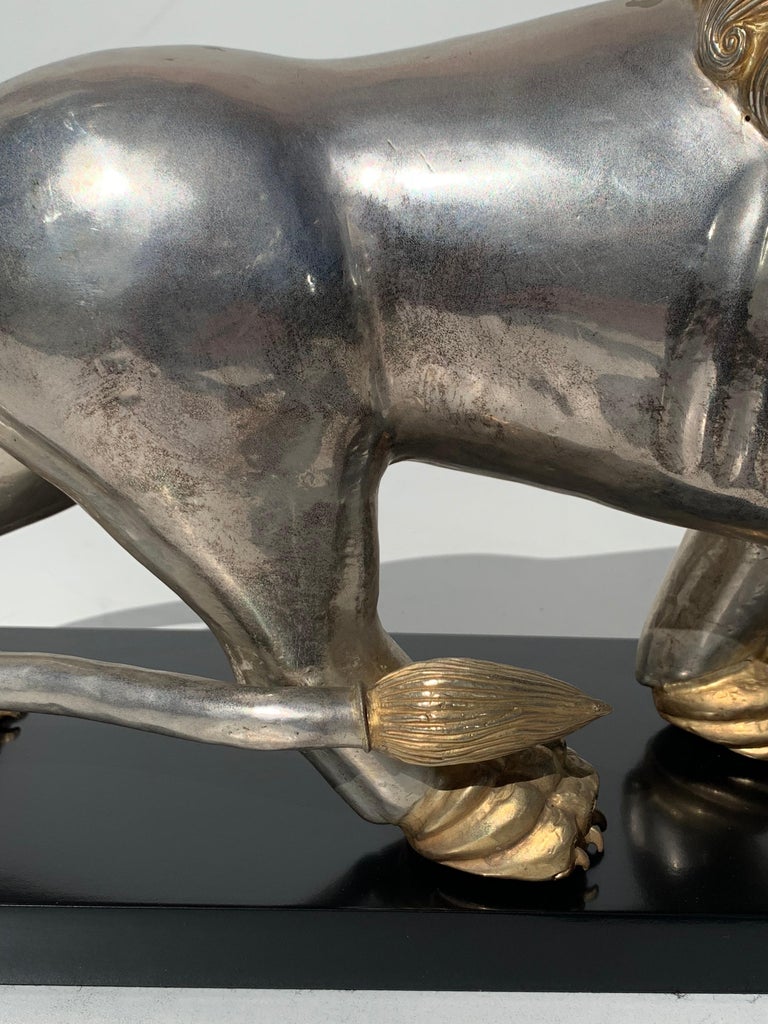Pair of Silvered Brass Anglo Indian Lion Sculptures Bookends For Sale ...