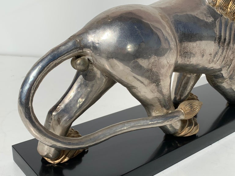 Pair of Silvered Brass Anglo Indian Lion Sculptures Bookends For Sale ...