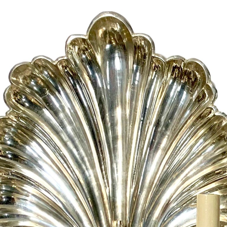 Pair of Silvered Shell Sconces. For Sale at 1stDibs