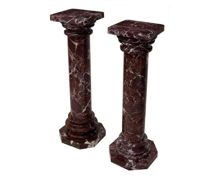 Pair of Similar Red Marble Pillar Column Pedestals Stands at 1stDibs ...