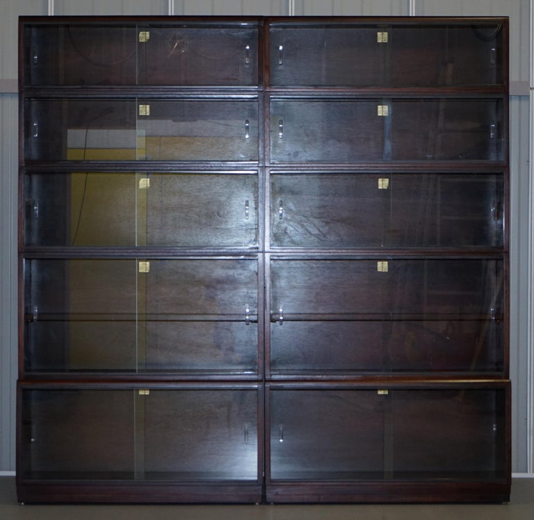 Pair of Simplex Dark Mahogany Sliding Glass Door Modular Legal Library ...