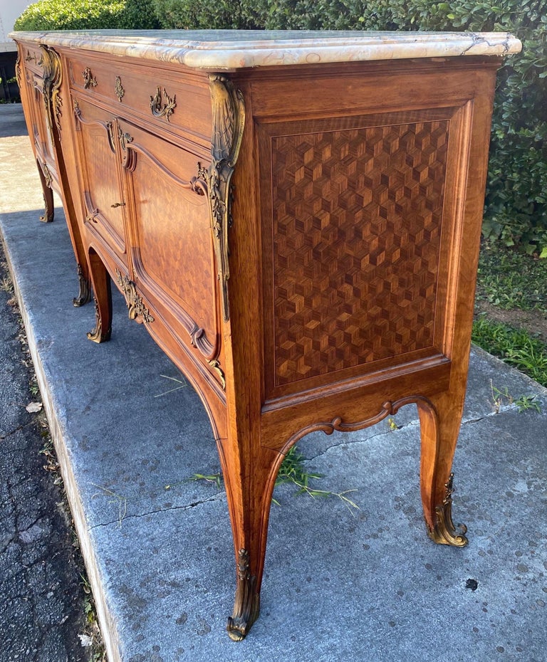 Pair of Singed Linke Bronze Mounted Parquetry Commodes, Francois Linke ...