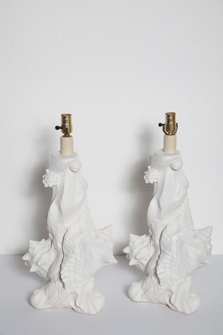 Pair of Sirmos Plaster Sea Shell Lamps at 1stDibs