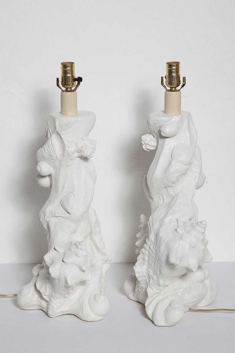 Pair of Sirmos Plaster Sea Shell Lamps at 1stDibs