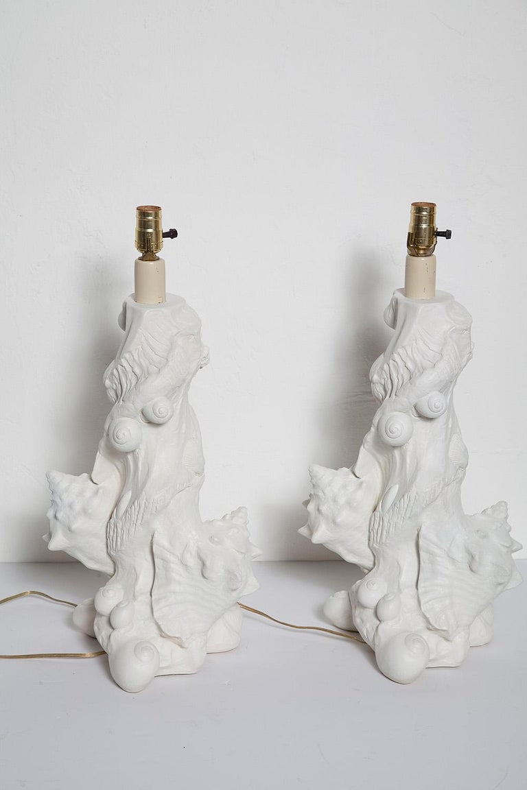 Pair of Sirmos Plaster Sea Shell Lamps at 1stDibs
