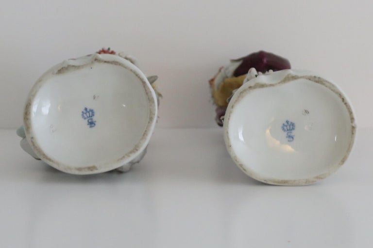 Pair of Sitzendorf Figures Porcelain Flower Sellers, German Fully ...