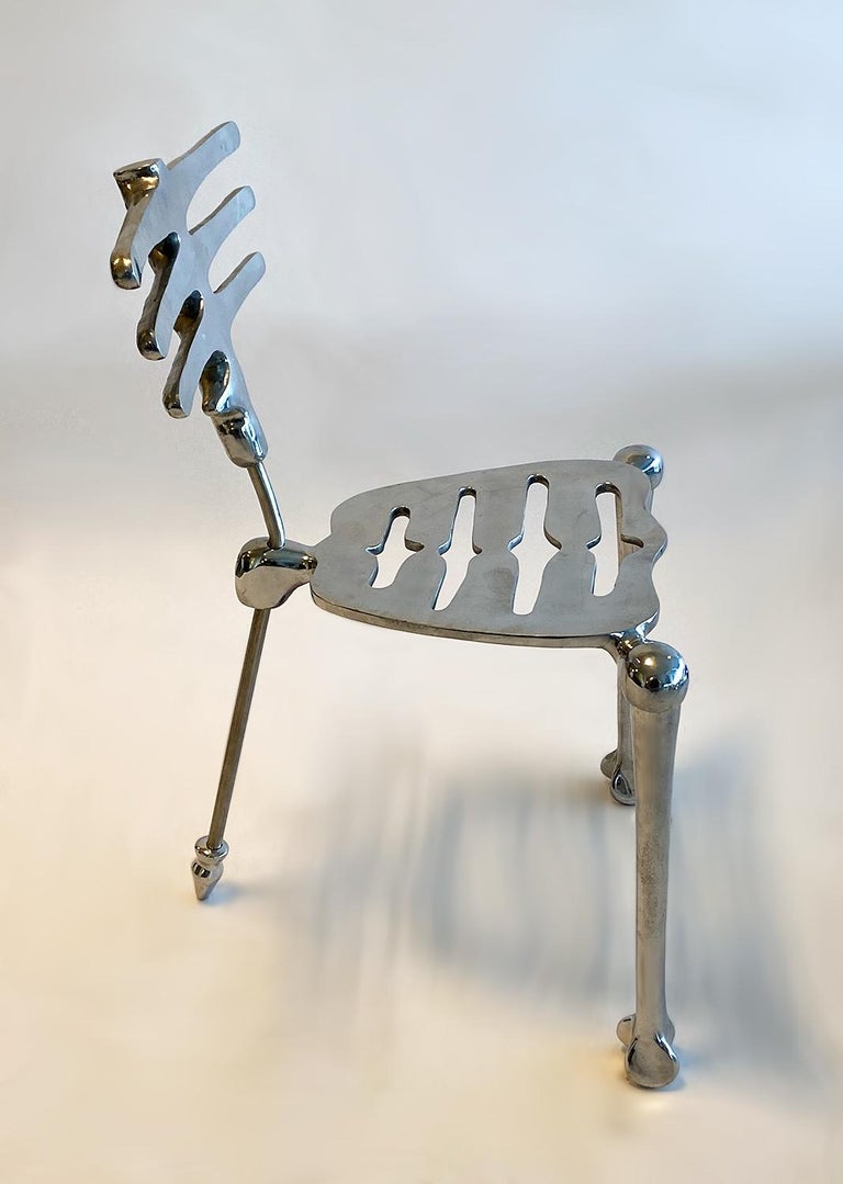 Pair of Skeleton Chairs by Michael Aram Aluminum and Stainless Steel at ...
