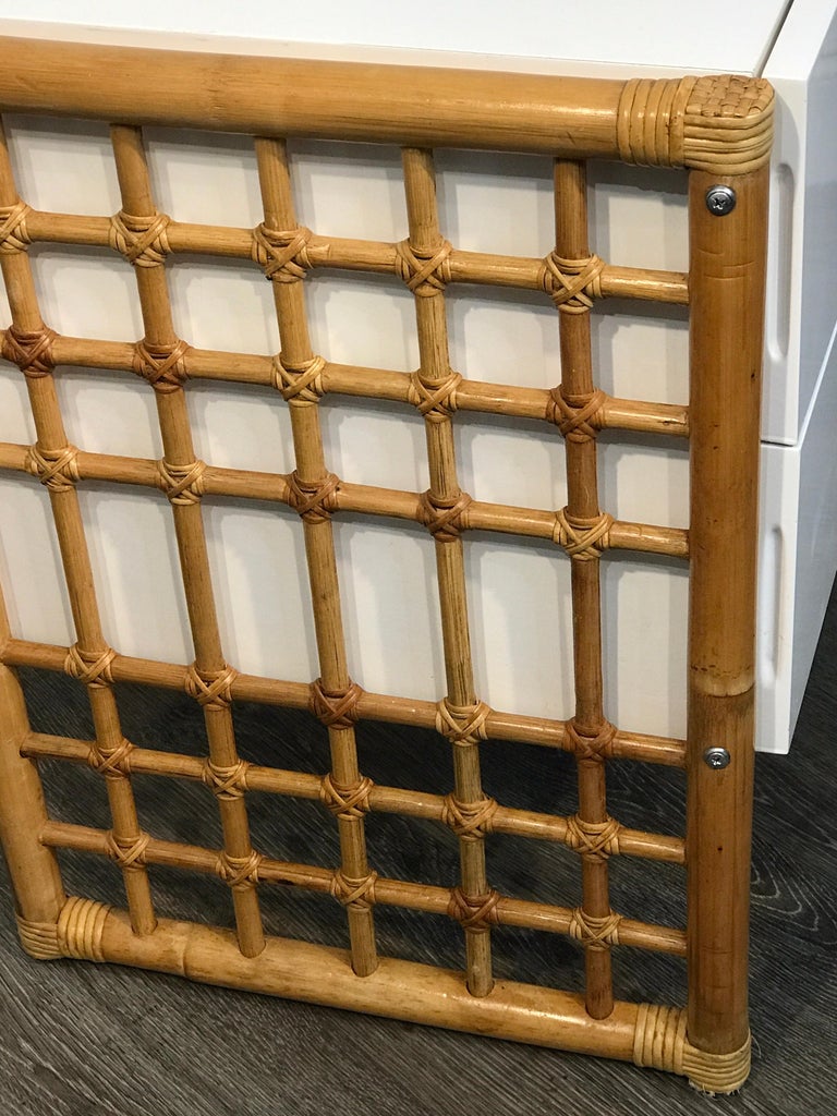 Pair of Sleek Modern White Lacquered and Rattan End Tables or ...