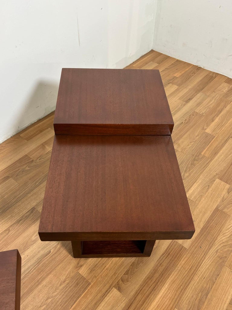 Pair of Sleek Modernist Mahogany Step End Tables, Ca. 1960s For Sale at ...