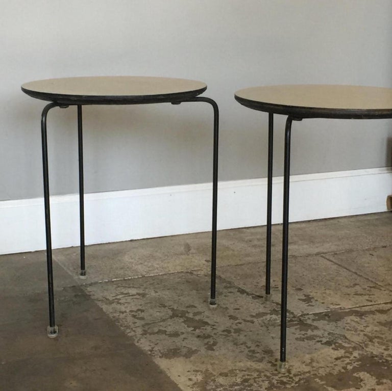 Pair of Slender Tripod Laminate Side Tables with Lucite Details For ...
