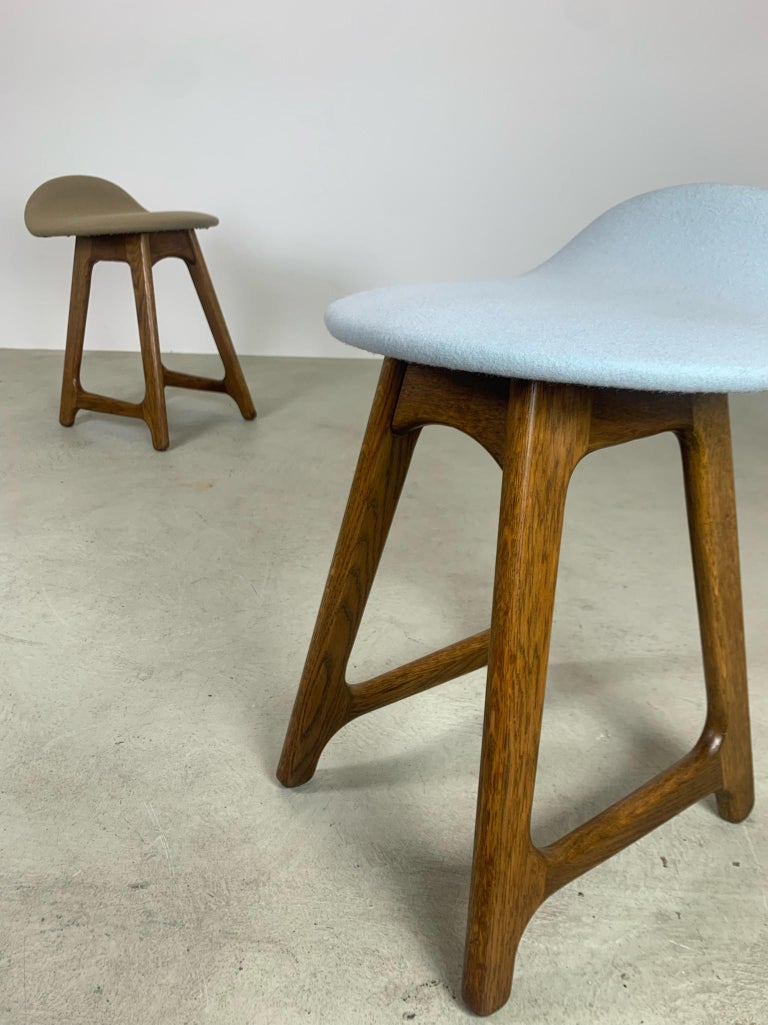 Pair of Slim Danish Stools by Erik Buch, Denmark, 1950s For Sale at 1stDibs