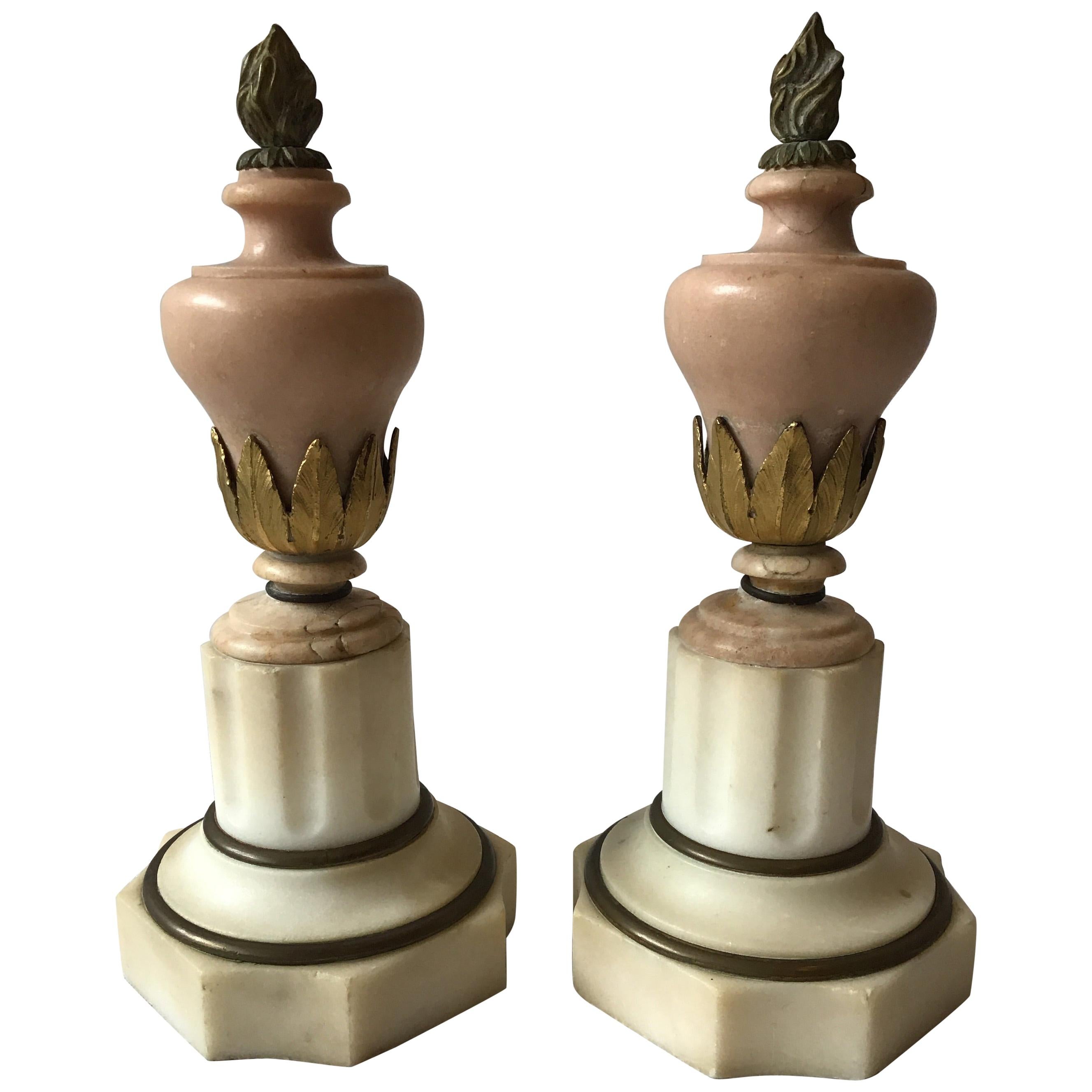 Pair of Rock Crystal Decorative Small Urns For Sale at 1stDibs