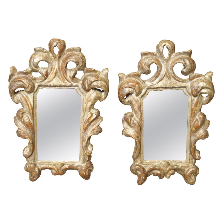 Pair of Small 19th Century Italian Silver Gilt Mirrors at 1stDibs