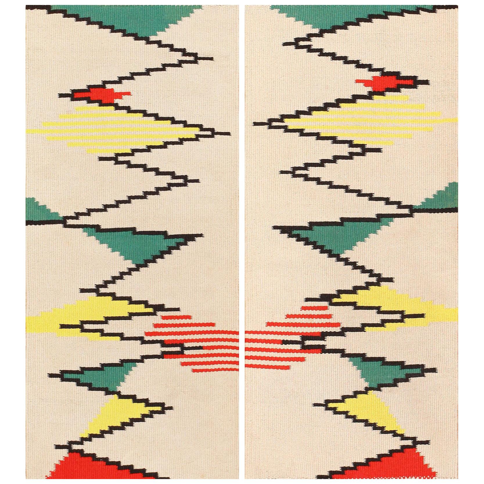 Nazmiyal Pair Of Small Antonin Kybal Vintage Kilim Rugs 2 3 X 4 9 