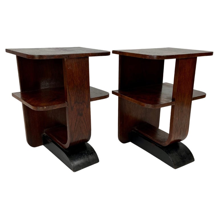 Pair of Small Art Deco End Tables with Shelves at 1stDibs