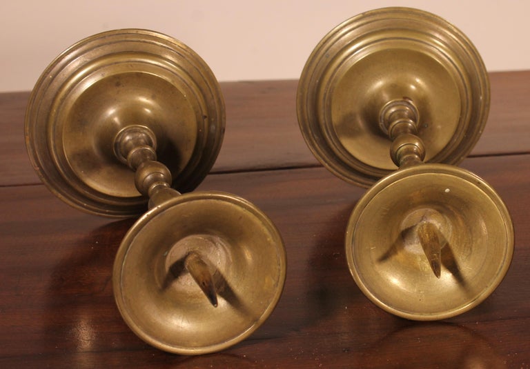 Pair of Small Candlesticks in Bronze, 18th Century For Sale at 1stDibs