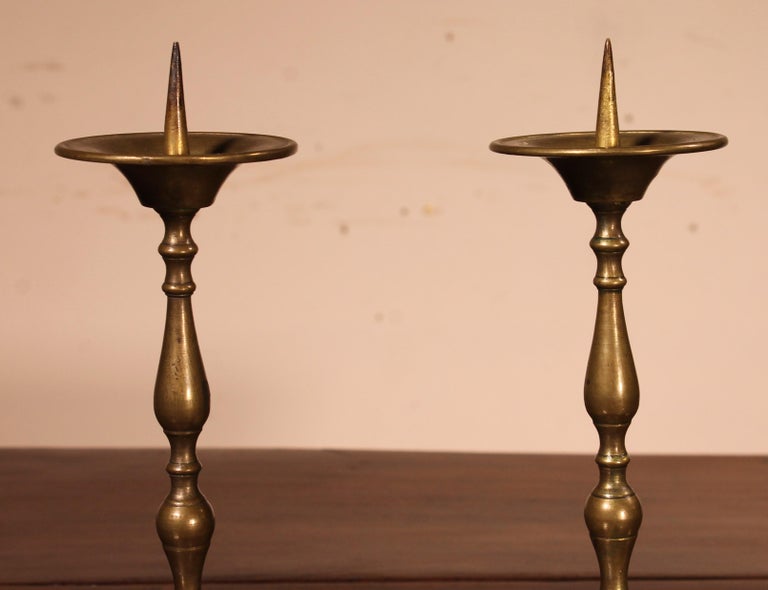 Pair of Small Candlesticks in Bronze, 18th Century For Sale at 1stDibs