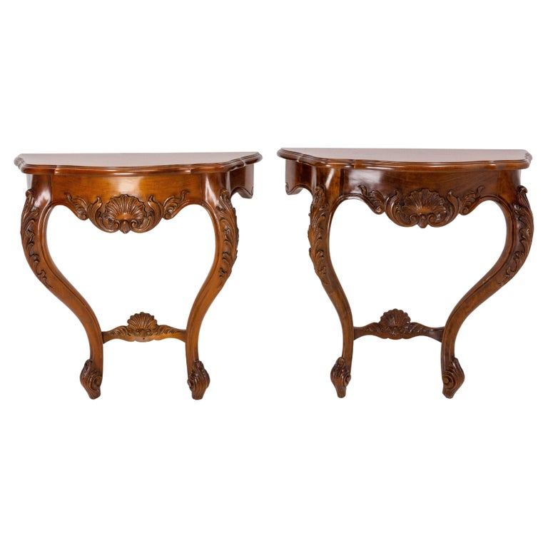 Pair of Small Console Tables French Brackets Wall Mounted Shelves Louis ...