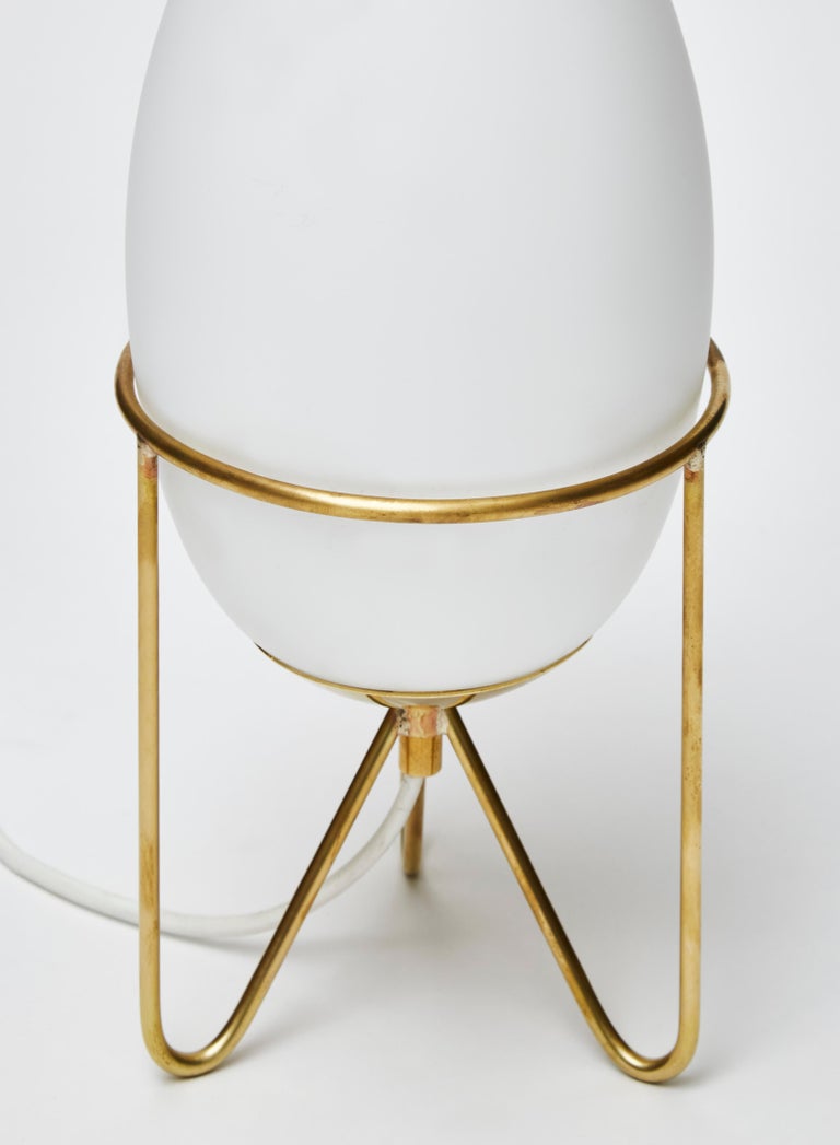 Pair of Small Eggs Looking Table Lamps with Brass Feet at 1stDibs