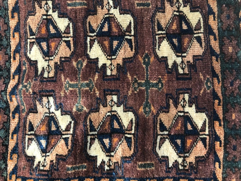 Pair of Small Fine Wool Persian Tribal Backface Rug For Sale at 1stDibs