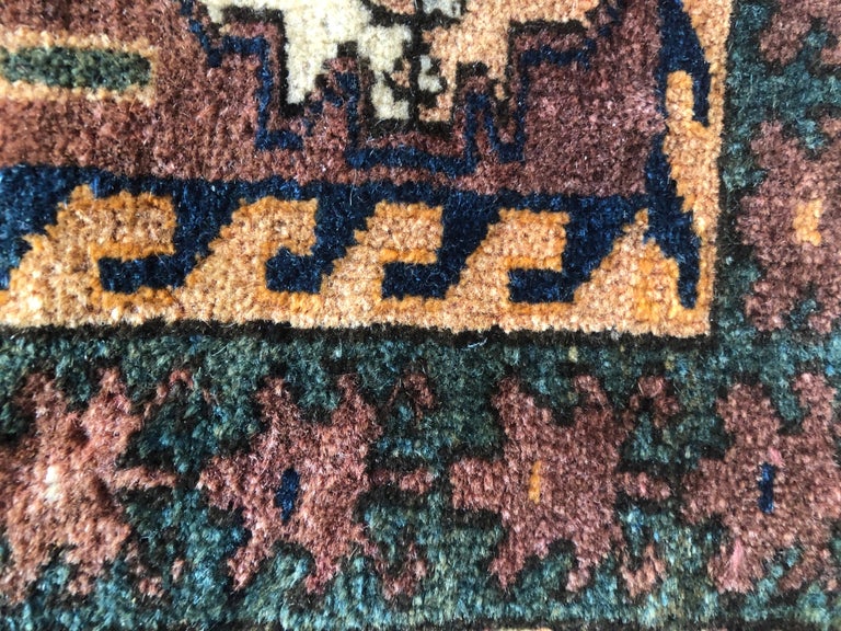 Pair of Small Fine Wool Persian Tribal Backface Rug For Sale at 1stDibs